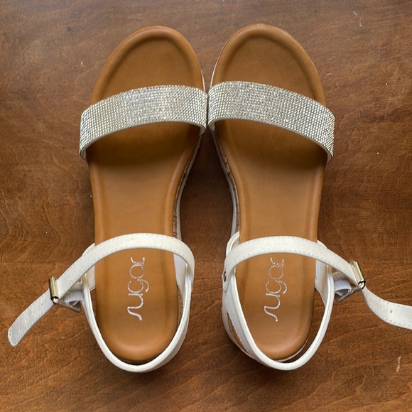 Sugar | Shoes | Sugar Goldie White Rhinestone Sandals Womens 8m | Poshmark